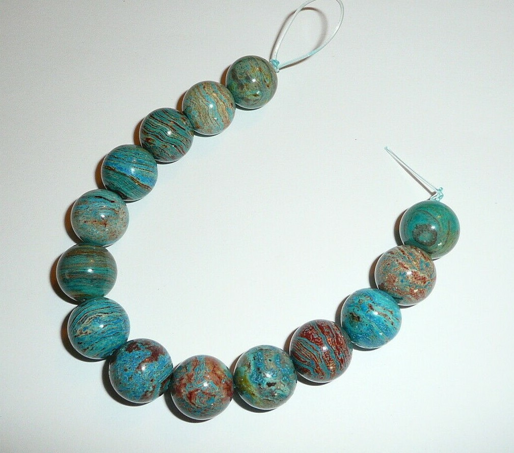 Gorgeous Imperial Turquoise Blue Round Beads 14mm (14 beads) Marble ...