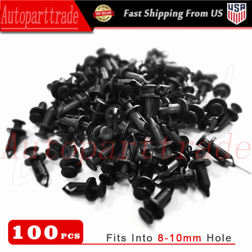100 Pcs Bumper Clips 10mm Hood Fender Push Rivets Retainer Fasteners ...