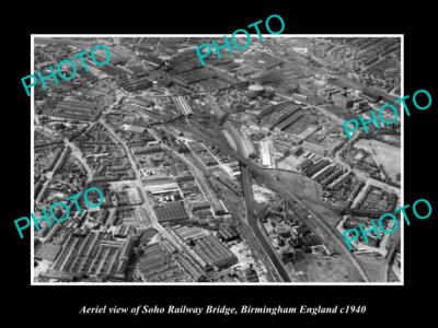 OLD POSTCARD SIZE PHOTO AERIAL VIEW SOHO BRIDGE BIRMINGHAM ENGLAND ...