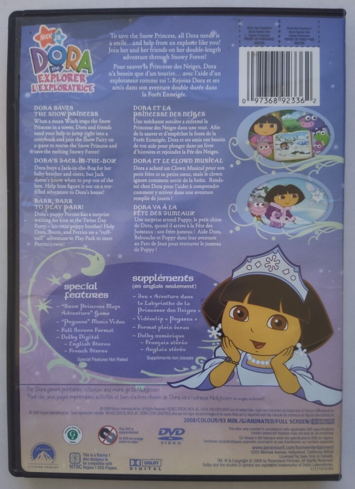 Dora the Explorer - Dora Saves the Snow Princess (DVD, 2009, Canadian ...