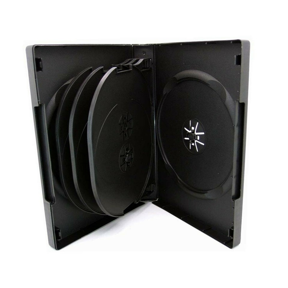 Maxtek Black 8 Disc DVD Cases with 3 Flip Trays and Outter Clear Sleeve ...