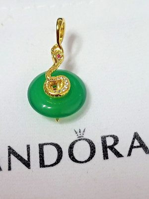 charm Pandora verre MURANO vert serpent doré or fin poinçon PANDORA ALE ...