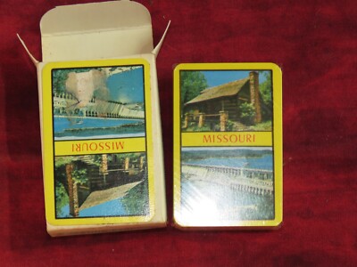 VINTAGE PLASTIC COATED PLAYING CARDS MISSOURI TOURIST SOUVINER SEALED ...