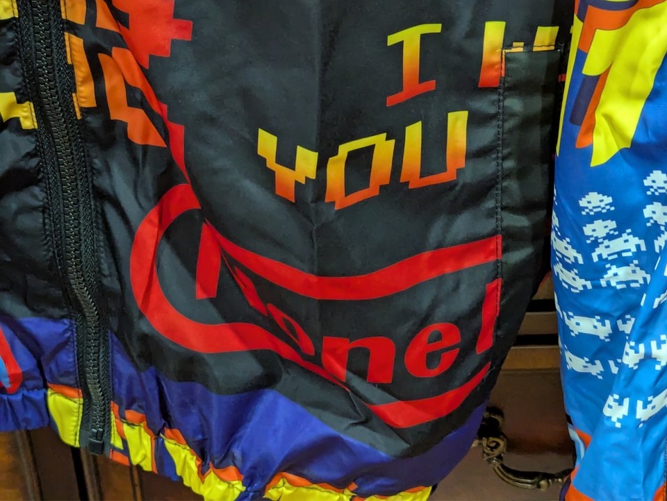 Born Fly Jacket Men's Large Gaming All Over Logo Parody Zip NWT New ...