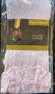 Elegant Moments. Lace Anklet W/Ruffle. Style 1741. Pink | eBay