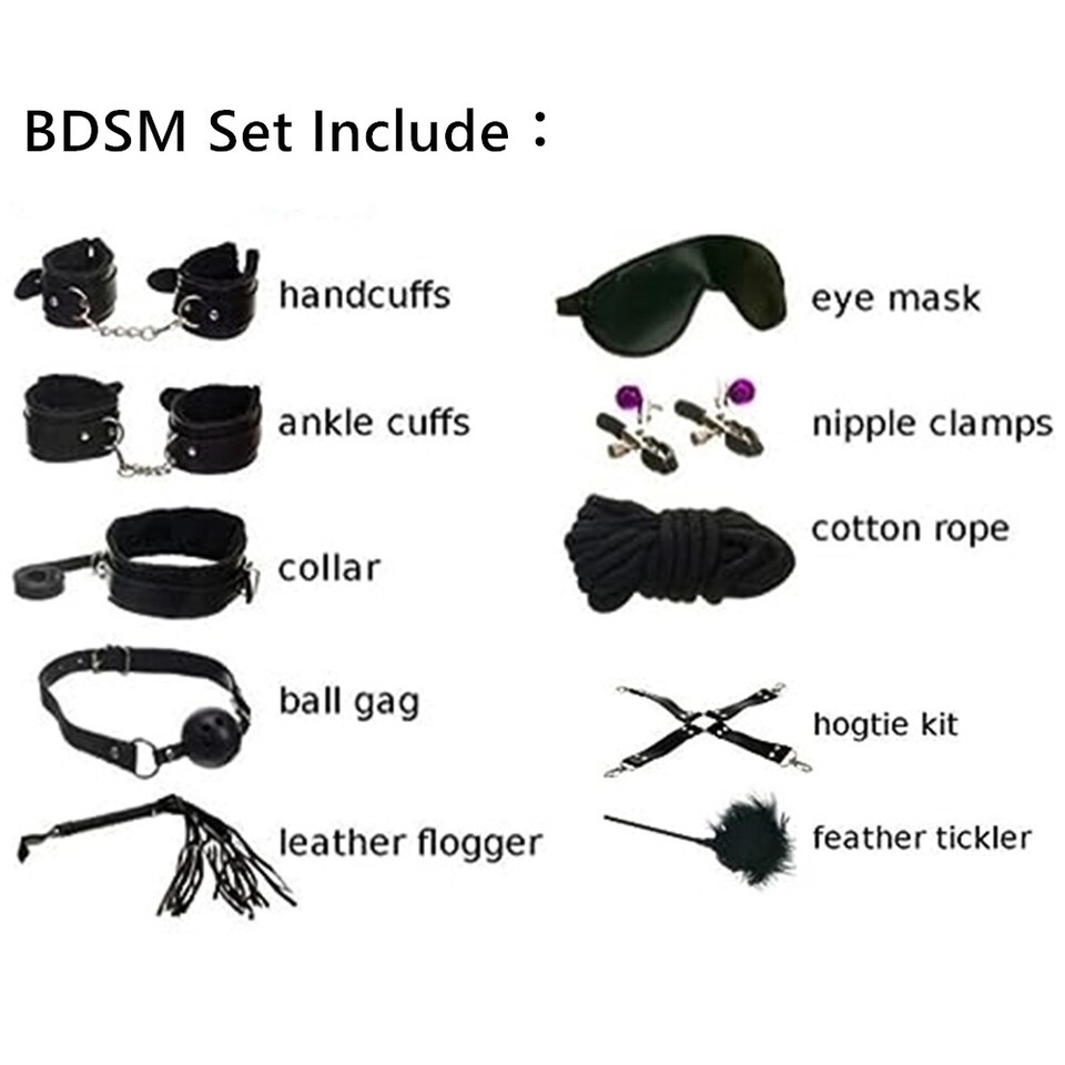 10pcs SM Set Adult Sex Toy for Couple BDSM Restraint Kit Bondage Handcuff Fetish | eBay