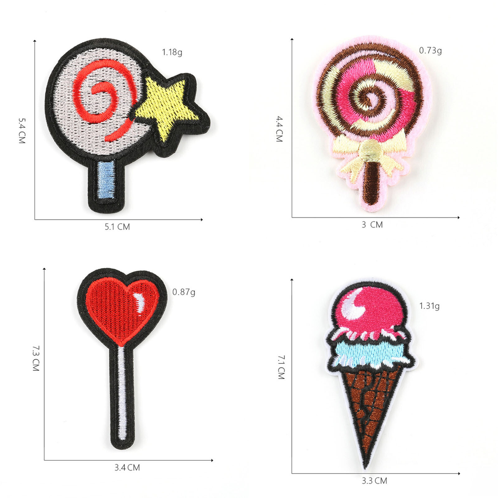 20 pcs DIY Ice Cream Embroidered Patches Colourful Iron on Sew On Sweet ...