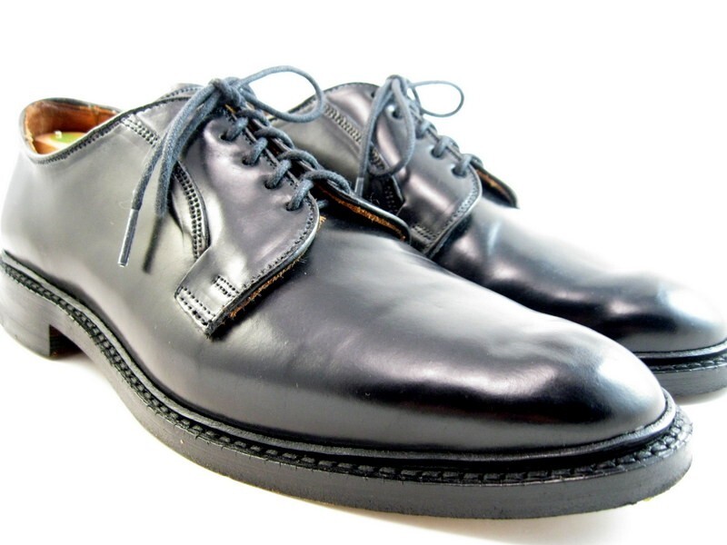 Allen Edmonds "LEEDS" Derby Plain-Toe SHELL CORDOVAN 9.5 D Black (130N ...
