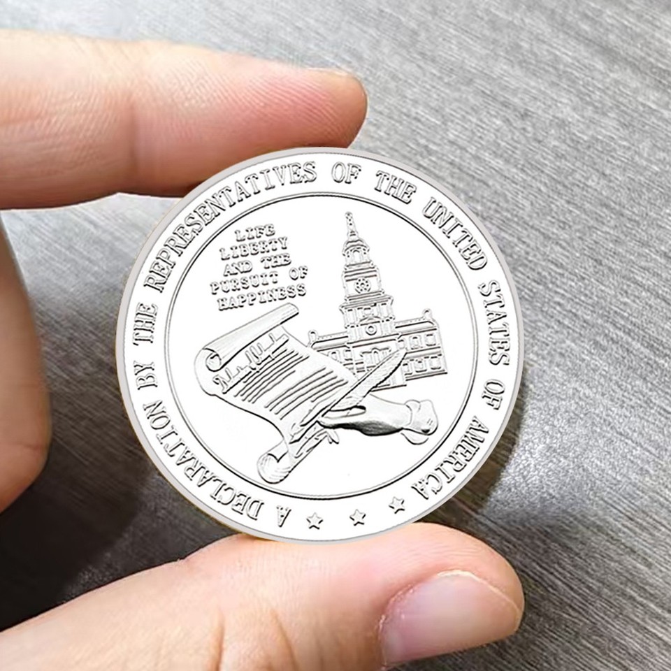 US Declaration of Independence Silver Plated Coin July 4 1776 Collectible Medal | eBay