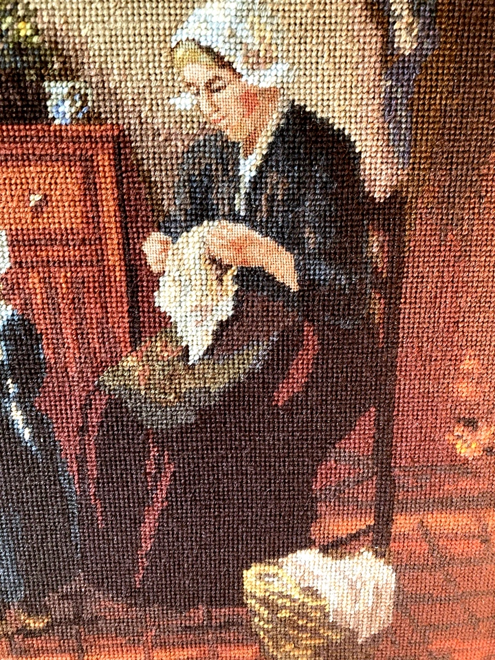 ANNE MULDER DUTCH ROOM PARLOR Vtg Wool Needlepoint Tapestry 23x28 Gold ...