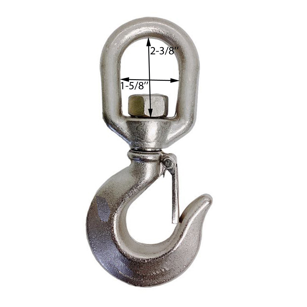 Stainless Steel T316 Drop Forged Swivel Hook Lifting Hook, 2500 Lbs WLL ...