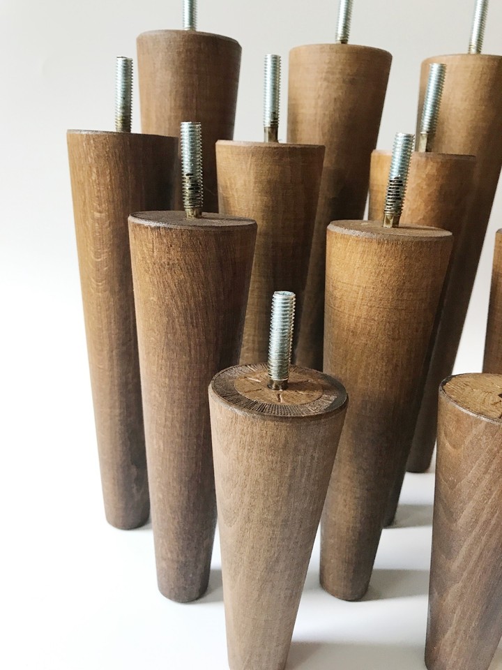4x Wooden Sofa Legs replacement tapered feet for stool bed chair M8 ...