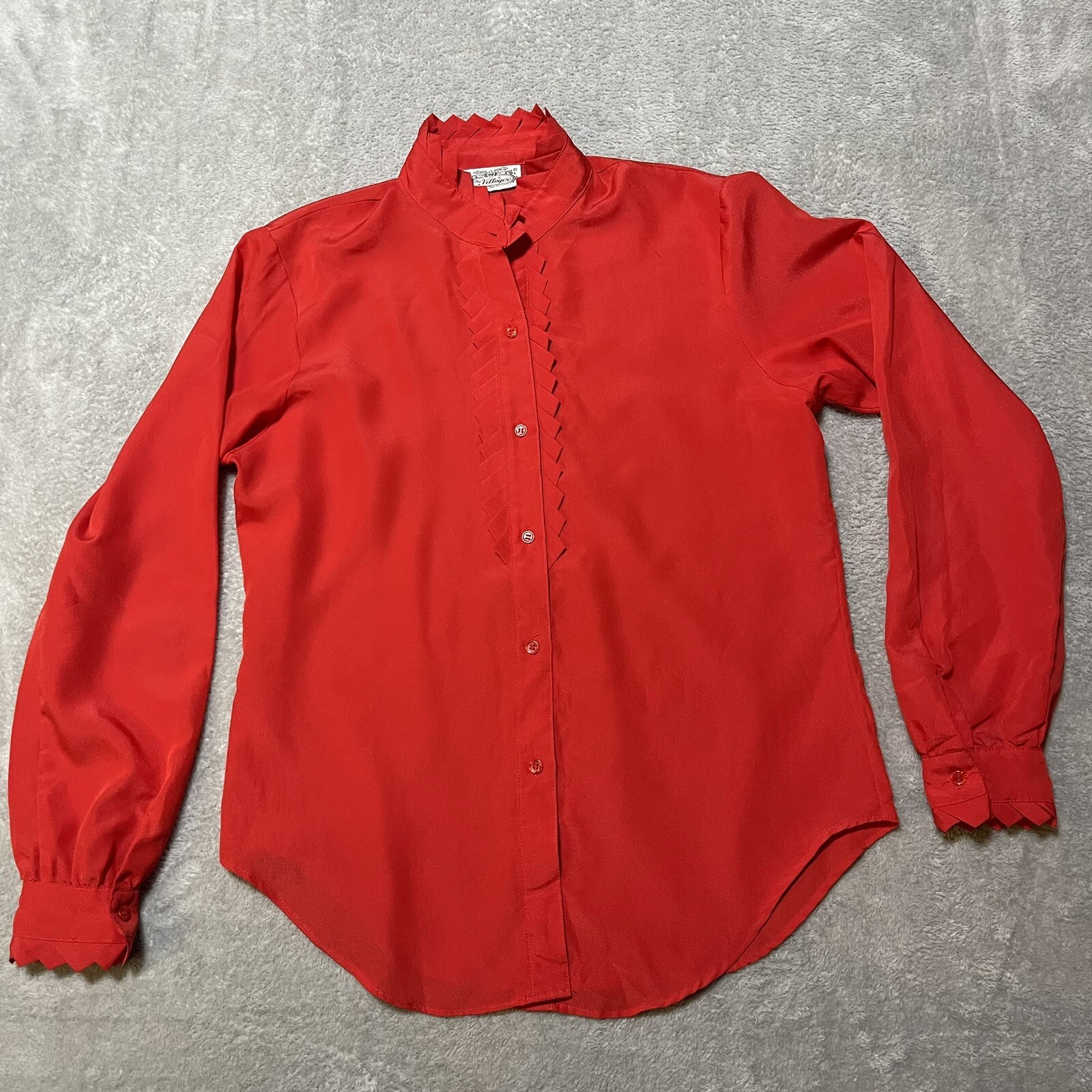 Vintage The Villager Top Womens 10 Red Secretary Butt… - Gem