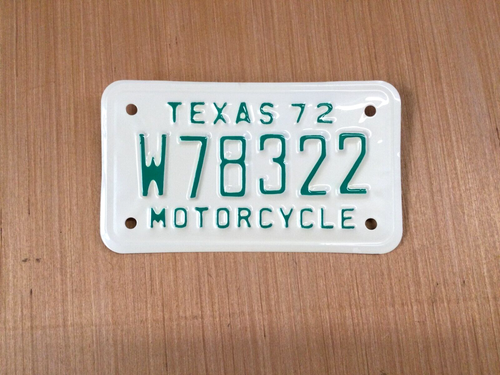 VINTAGE 1972 TEXAS MOTORCYCLE LICENSE PLATE VERY NICELY RESTORED HIGH ...