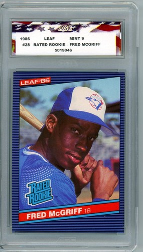 1986 Leaf #28 Fred McGriff Rookie Card AGC 9 Mint Toronto Blue Jays | eBay