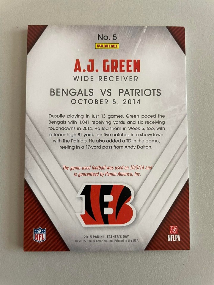 2015 Fathers Day AJ Green Pyramid Parallel Rare SP NFL Shield Logo ...