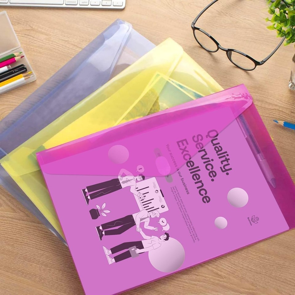 Sooez 12 Pack Plastic Envelopes Poly Envelopes, HeavyDuty File Folders ...