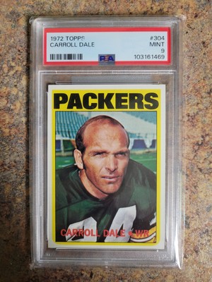 1972 Topps Football Card Carroll Dale, High Number, #304, PSA 9, MINT ...