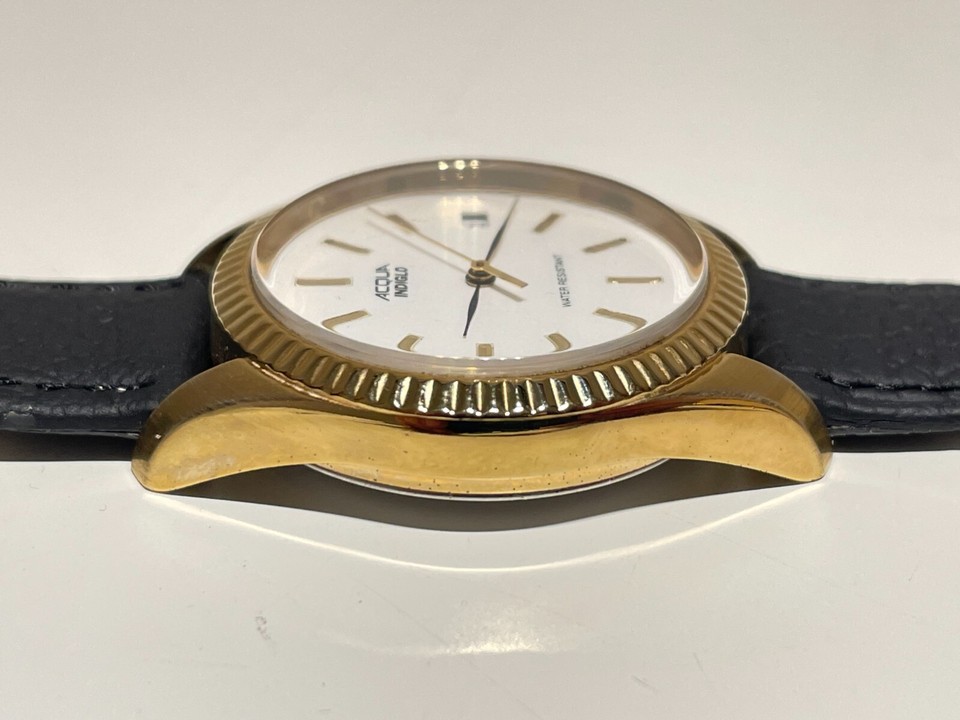 VINTAGE BEAUTIFUL LUXURY MEN'S GOLDEN TONE QUARTZ WATCH "ACQUA INDIGLO ...