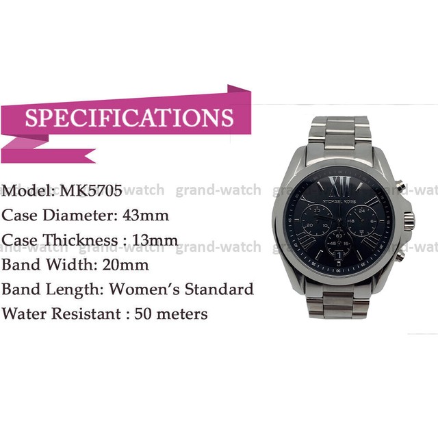 Michael Kors Bradshaw MK5705 43 mm Silver Stainless Steel Women's ...