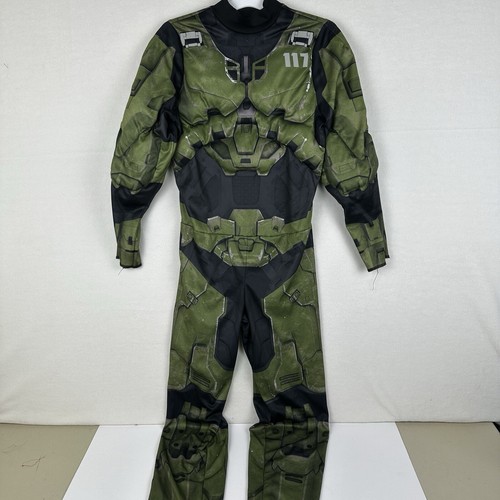Halo Master Chief Costume Size Medium 10-12 Jumpsuit Only Green Padded ...