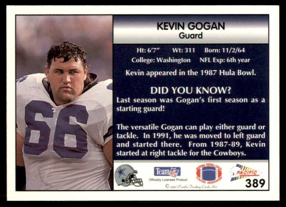1992 Pacific #389 Kevin Gogan | eBay