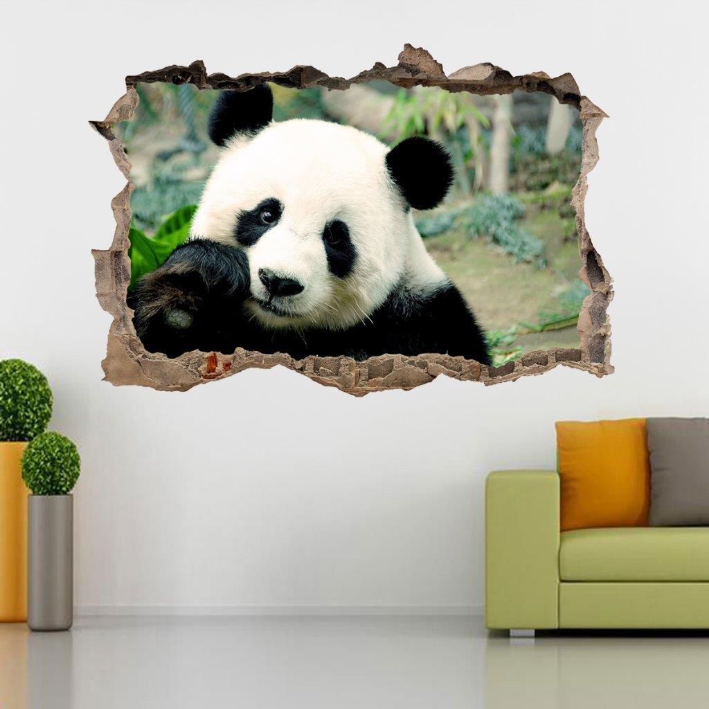 Panda Bear 3D Smashed Wall Sticker Decal Home Decor Art Mural Animals ...