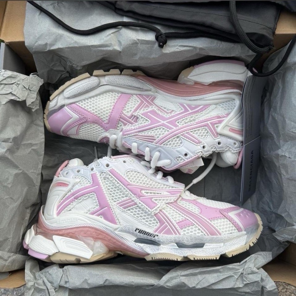 Balenciaga Runner White Pink Women's Athletic Sneaker Mesh Synthetic ...