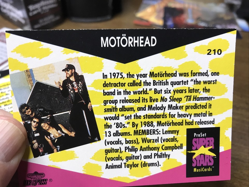 MOTORHEAD Card from 1991 - ProSet SuperStars MusiCards # 210 | eBay