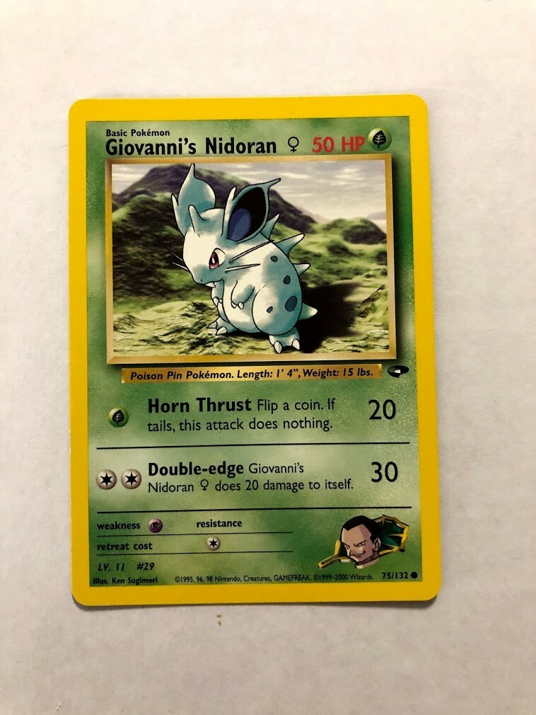 Giovanni's Nidoran 75/132 Gym Challenge - Common Pokemon Card - NM/Mint ...