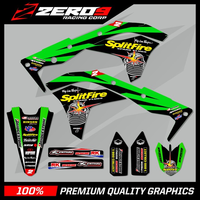 Kawasaki KX KXF 125 250 450 Motocross Graphics Split Kit Splitfire Green for sale online | eBay