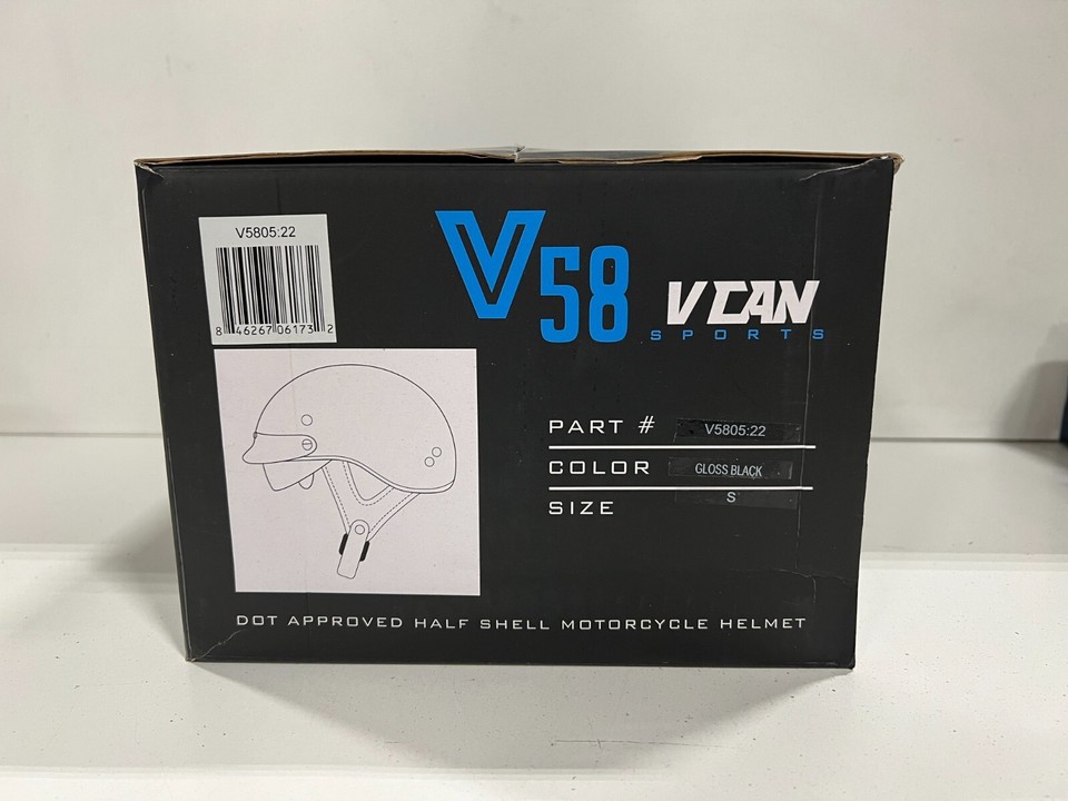 VCAN Cruiser Half Face Motorcycle Helmet with Drop-Down Sun Visor ...