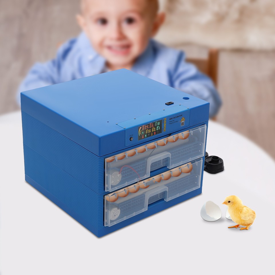Blue Poultry Egg Hatcher Machine 128 Eggs Hatching Machine 80W Digital ...