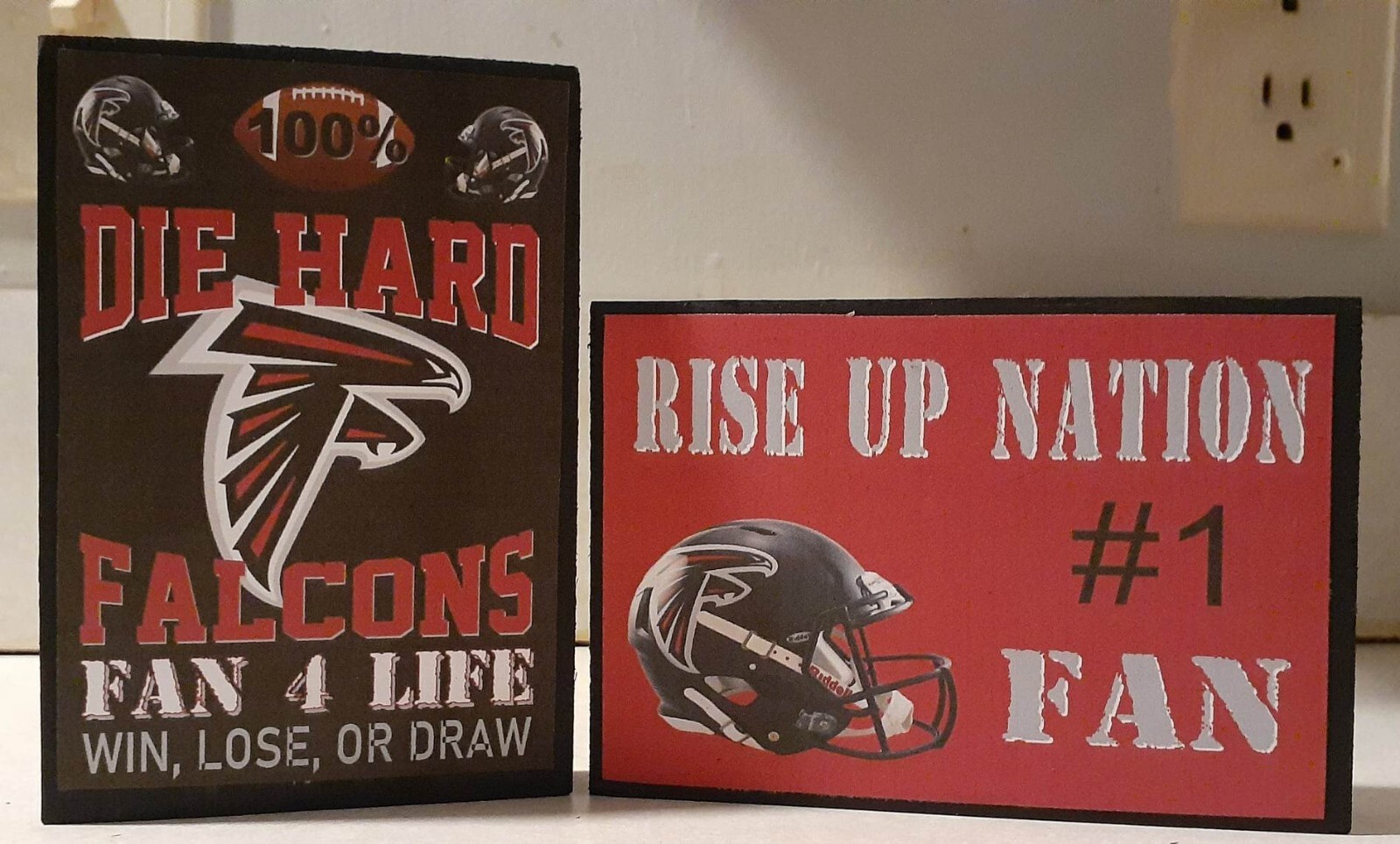 Atlanta Falcons NFL 2pc set of free standing 5x4 inch Wood Signs Man ...