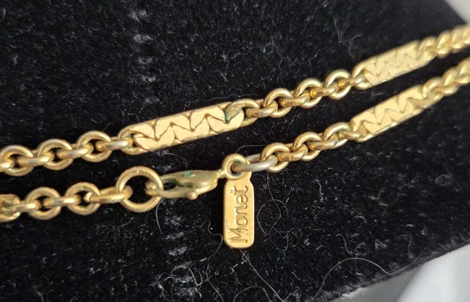 VINTAGE MONET NECKLACE Interesting Chain Link Gold Tone NOS 54" | eBay
