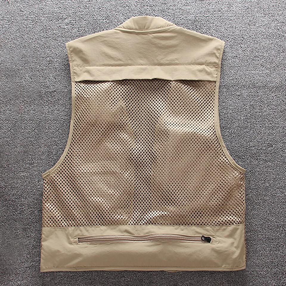Womens Mens Mesh Utility Vest Jacket Waistcoat Fishing Gilet Multi ...