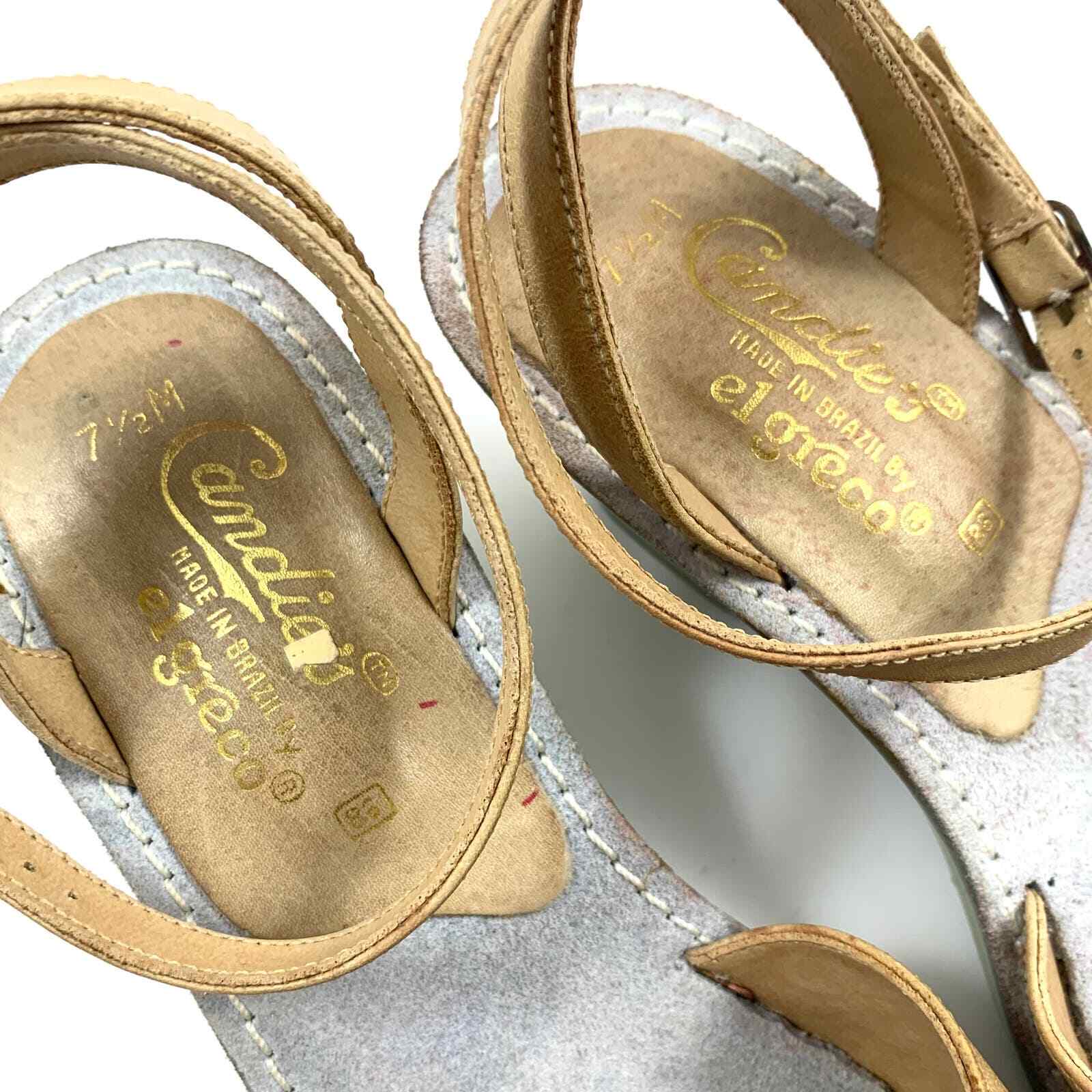 1970's CANDIES EL GRECO nude leather wedge sandals - Gem