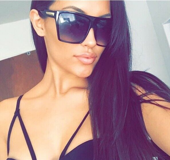 XXL OVERSIZED "Lauren" Women Sunglasses Flat Top Square Shadz Gafas BLACK | eBay