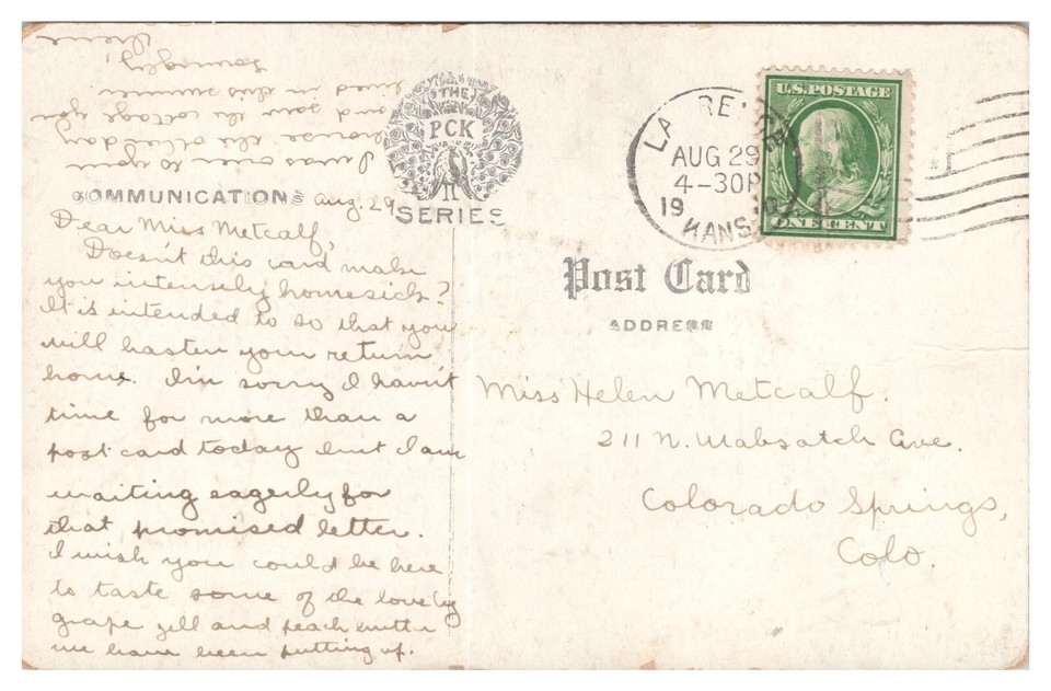 Vintage State of Kansas Poem JLK Postcard c1909 State Flag and Flowers ...