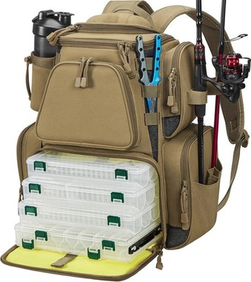 Piscifun Fishing Tackle Backpack with 4 Trays, Large Outdoor Storage ...