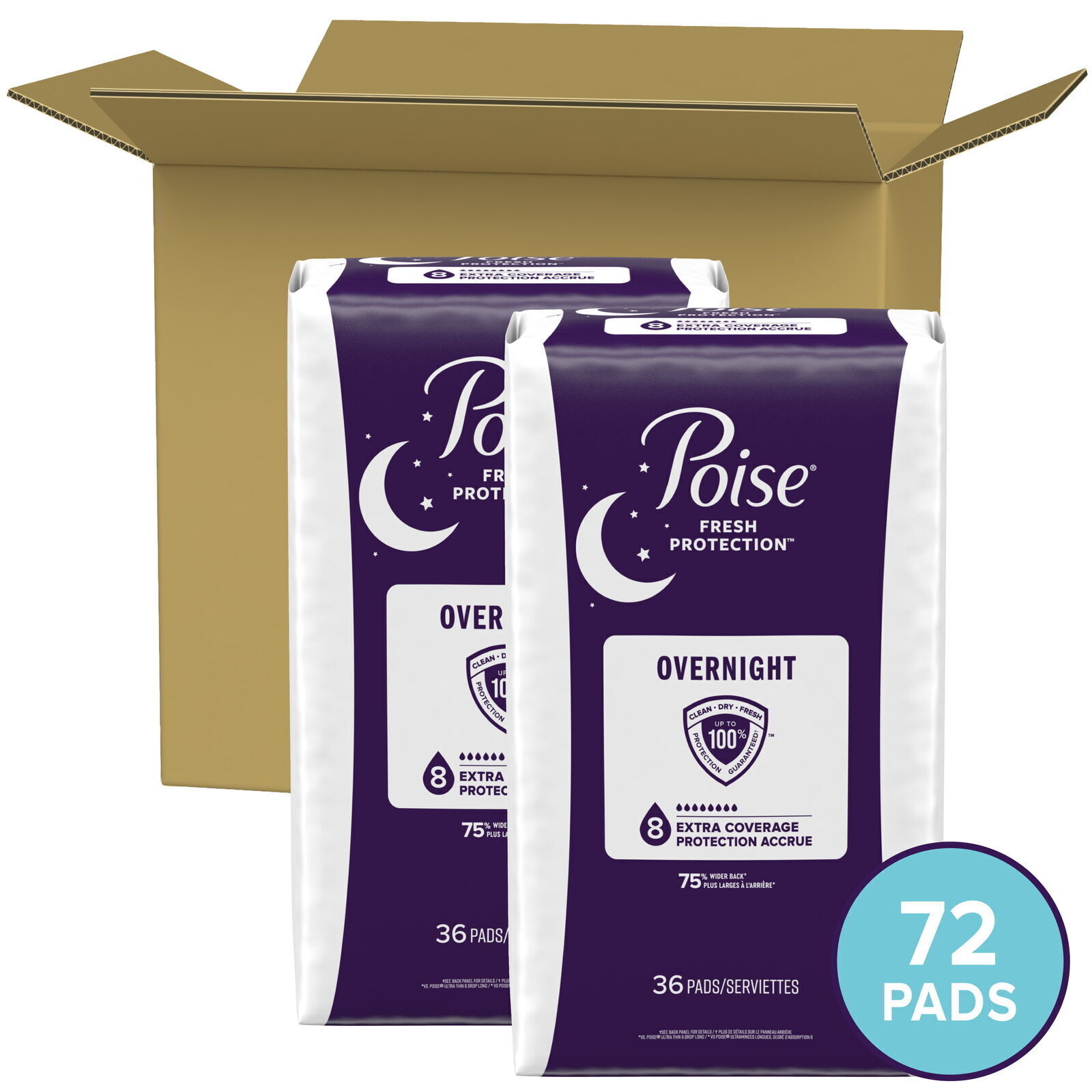 Poise+Overnight+Incontinence+Pads%2C+Ultimate+Absorbency+-+72+Count for ...