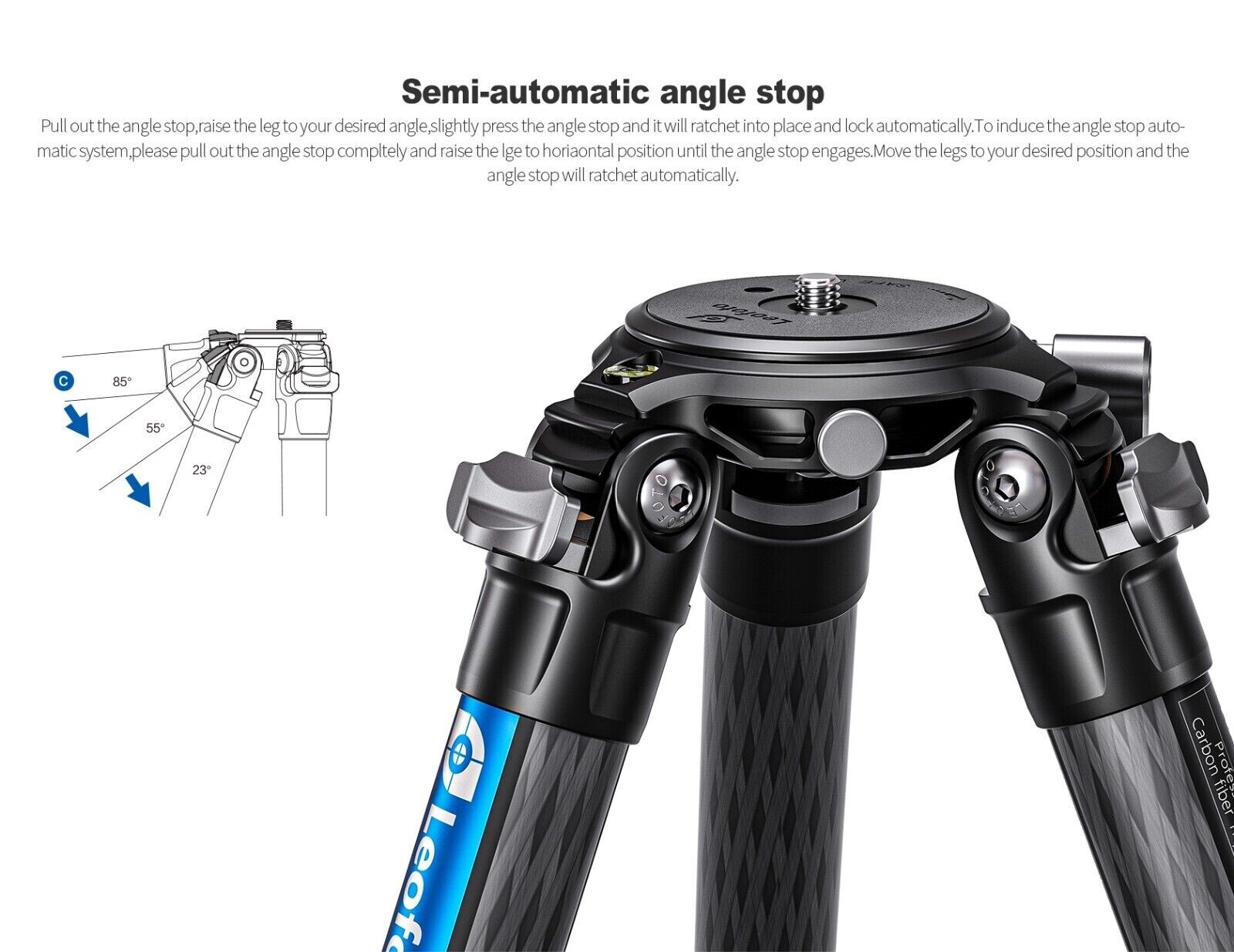 Leofoto LMR-364C CF Tripod with 75mm Video Bowl and Flip Locks Carbon ...