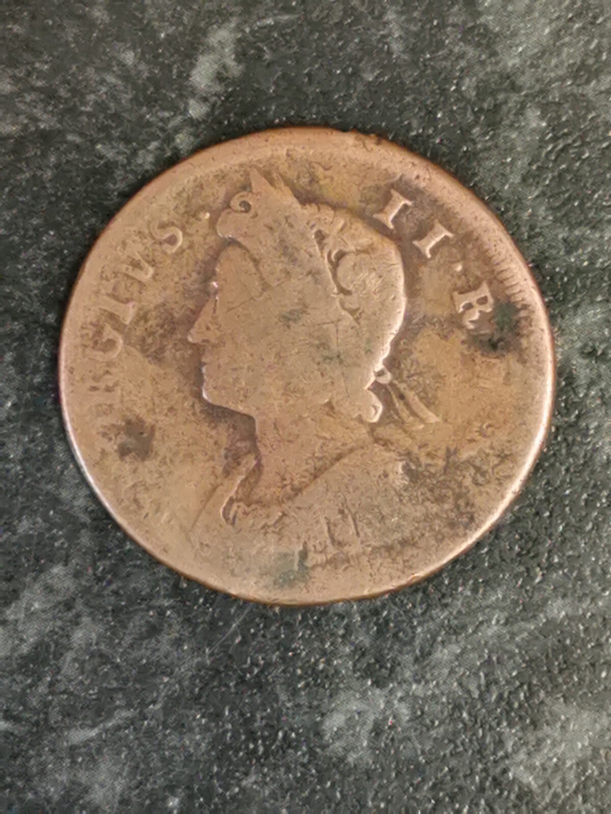 1730 Great Britain Half Penny King George II Evasion / Colonial Coin ...