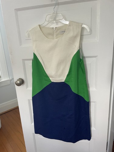 Trina Turk Navy/Green/ivory ColorBlock Sleeveless Sheath Dress Size 10 ...