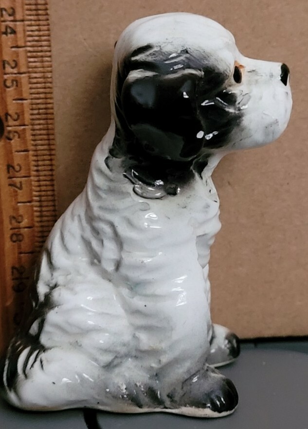 Vintage bone china BLACK and WHITE PUPPY DOG figurine | eBay