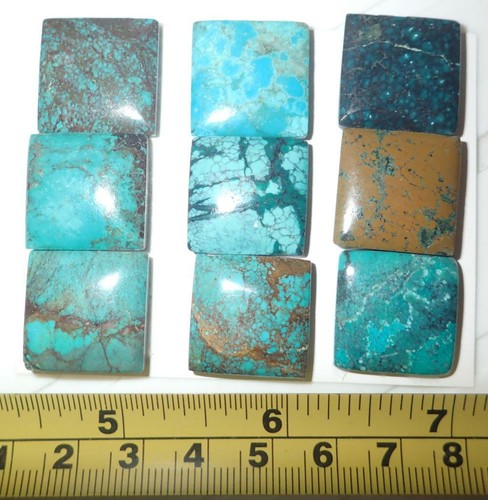 Turquoise Stone Square 20x20 mm Flat Cabochon 177 Carat 9 pieces 35.4 ...