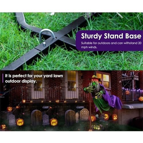 6FT Animated Flying Witch Decor with Lights & Sound, Outdoor Halloween ...