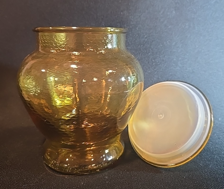 Vintage Covered Apothecary Jar Amber Pebble Texture Candy Jar Indiana ...
