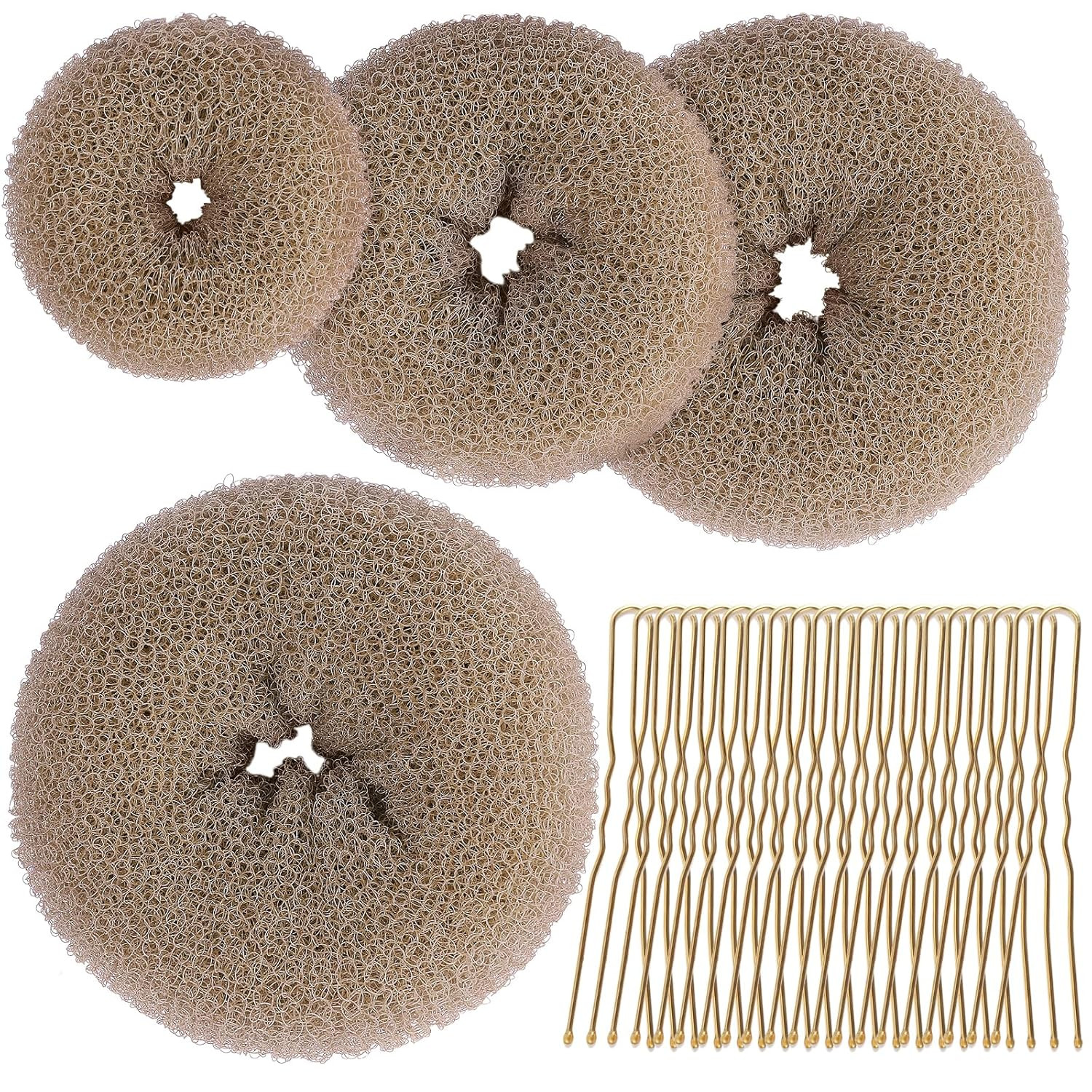 Teenitor Hair Bun Shaper Set, 4Pcs Donut Tan Brown