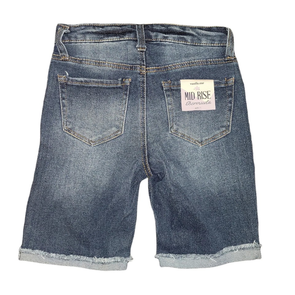 Vanilla Star Junior Women's Mid-Rise Denim Bermuda Shorts Blue Size 1 ...